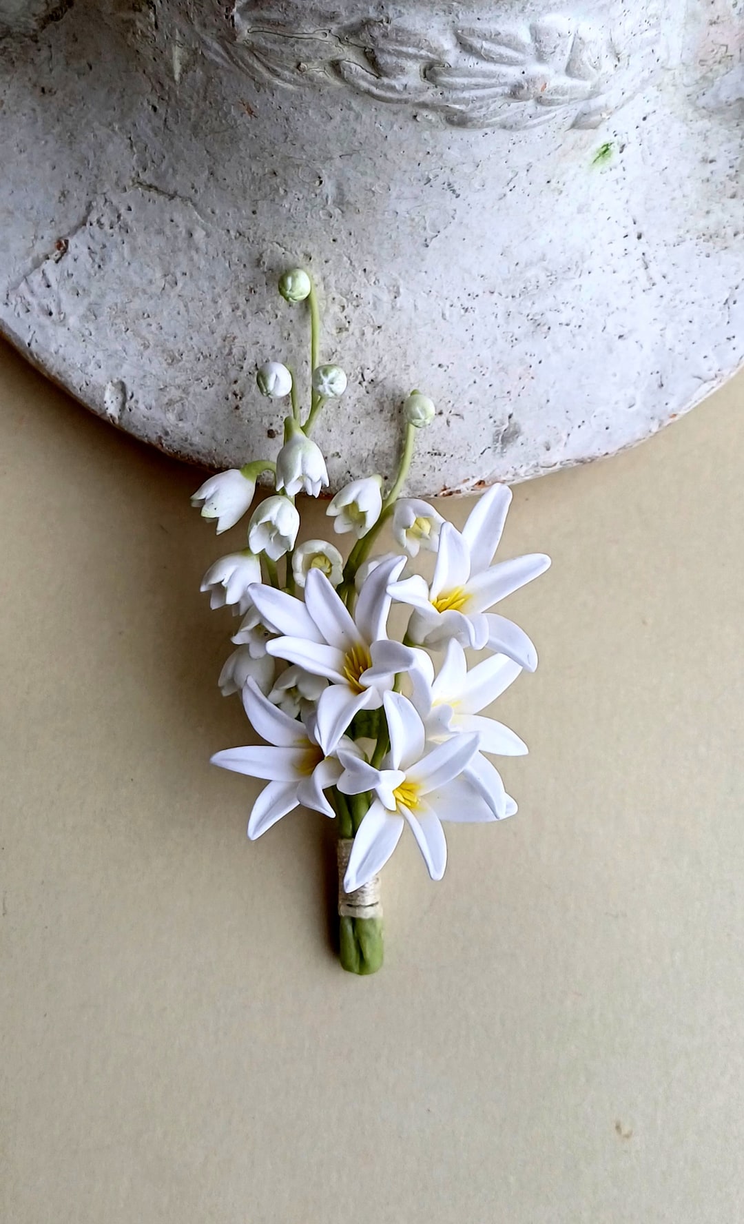 Lily of the Valley Brooch, Hyacinth Brooch, Spring White Flowers ...