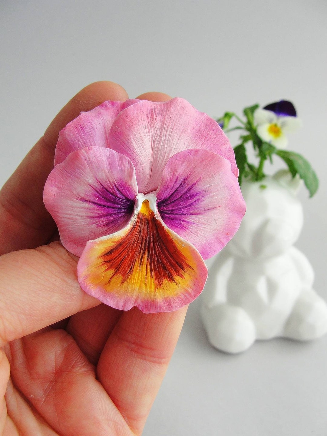 Pink Violet Pansy Hair Flower Pin Brooch, Pansy Viola Hairpin, Pansy ...