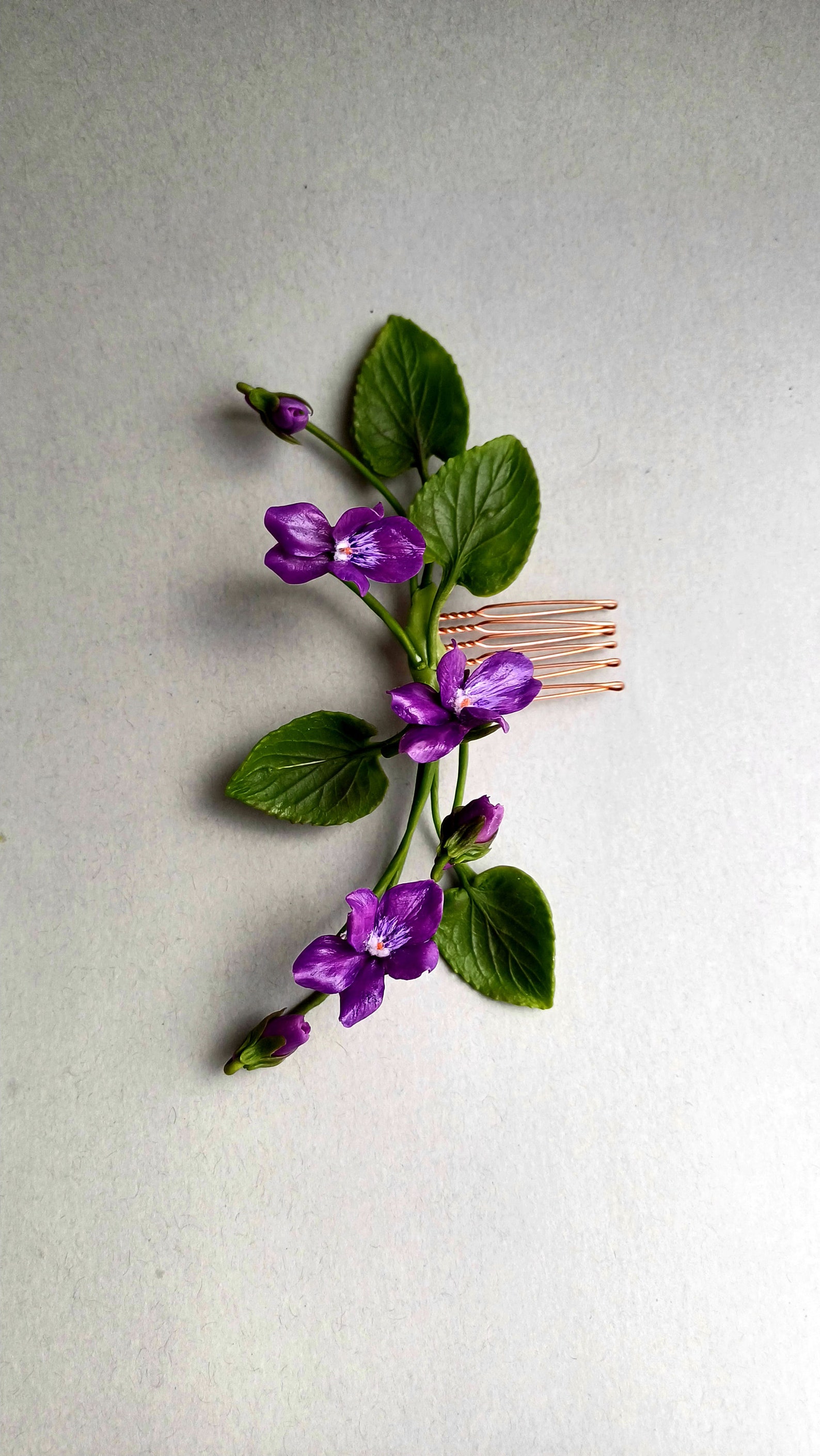 Violet Flower Hairpiece Realistic Flowers Wild Violets Clay Flowers ...