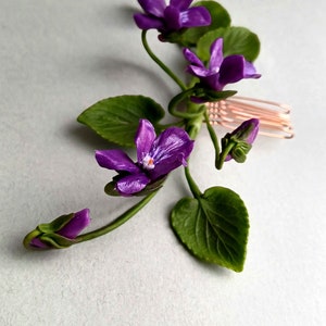 Violet Flower Hairpiece Realistic Flowers Wild Violets Clay Flowers ...
