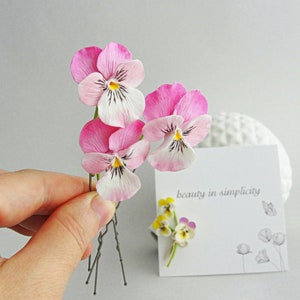 Pink Viola Pansy Hair Flower Set, Pansy Viola Hair Pin, Pansy Viola ...