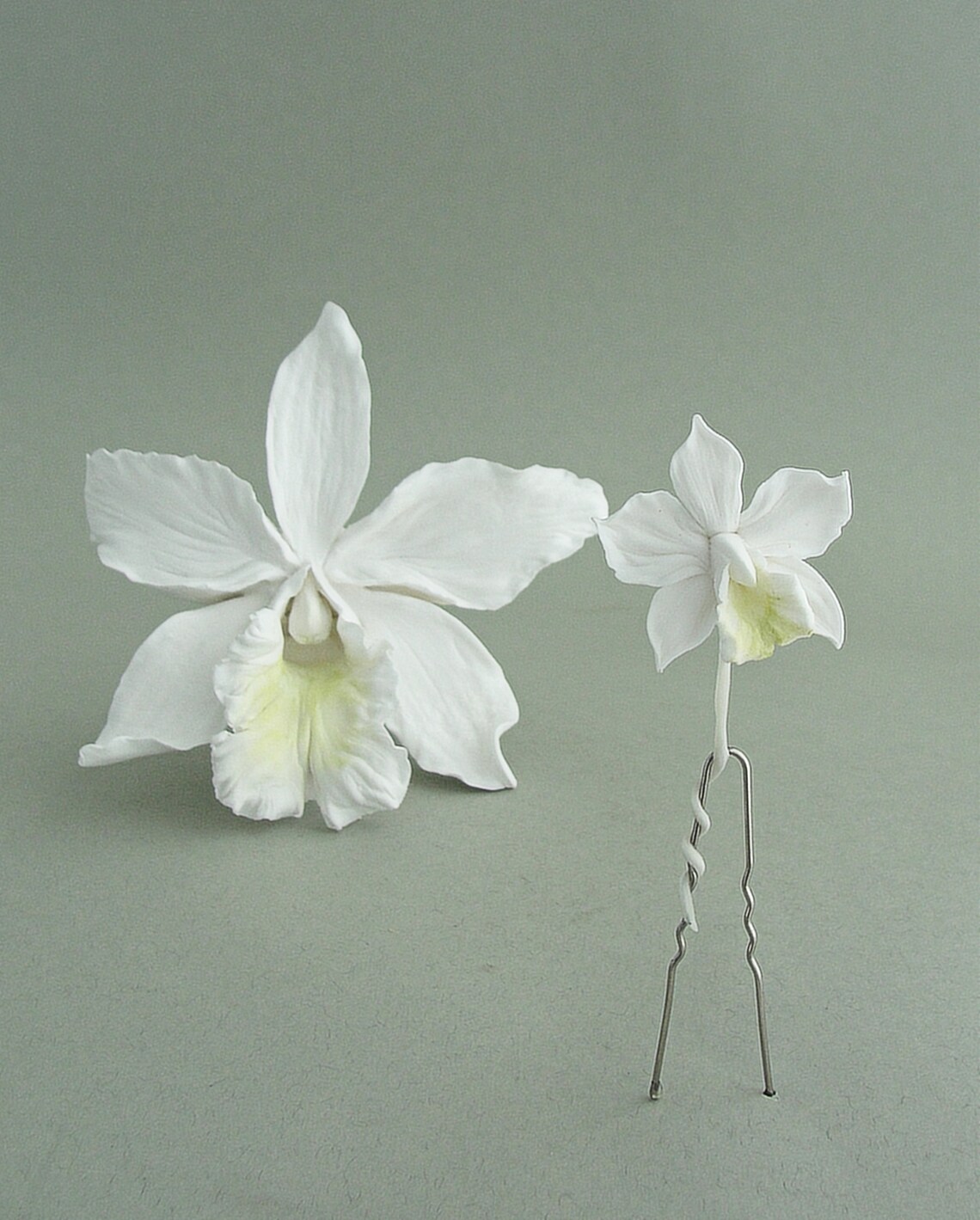 Cattleya Orchid Wedding Hair Pin, White Cattleya Bridal Hair Pin, White ...