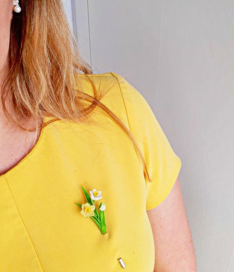 Daffodil Brooch, Daffodils Pin, Yellow Flowers Brooch, Easter Gift Idea ...