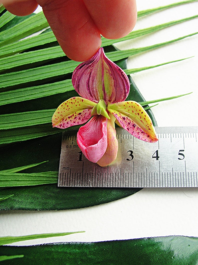 Orchid Flower Brooch Pin Paphiopedilum Orchid Orchid Wedding - Etsy