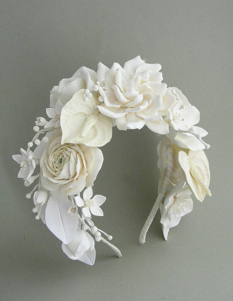 Ivory Flower Wedding Tiara Ivory Floral Tiara Ivory Rose - Etsy