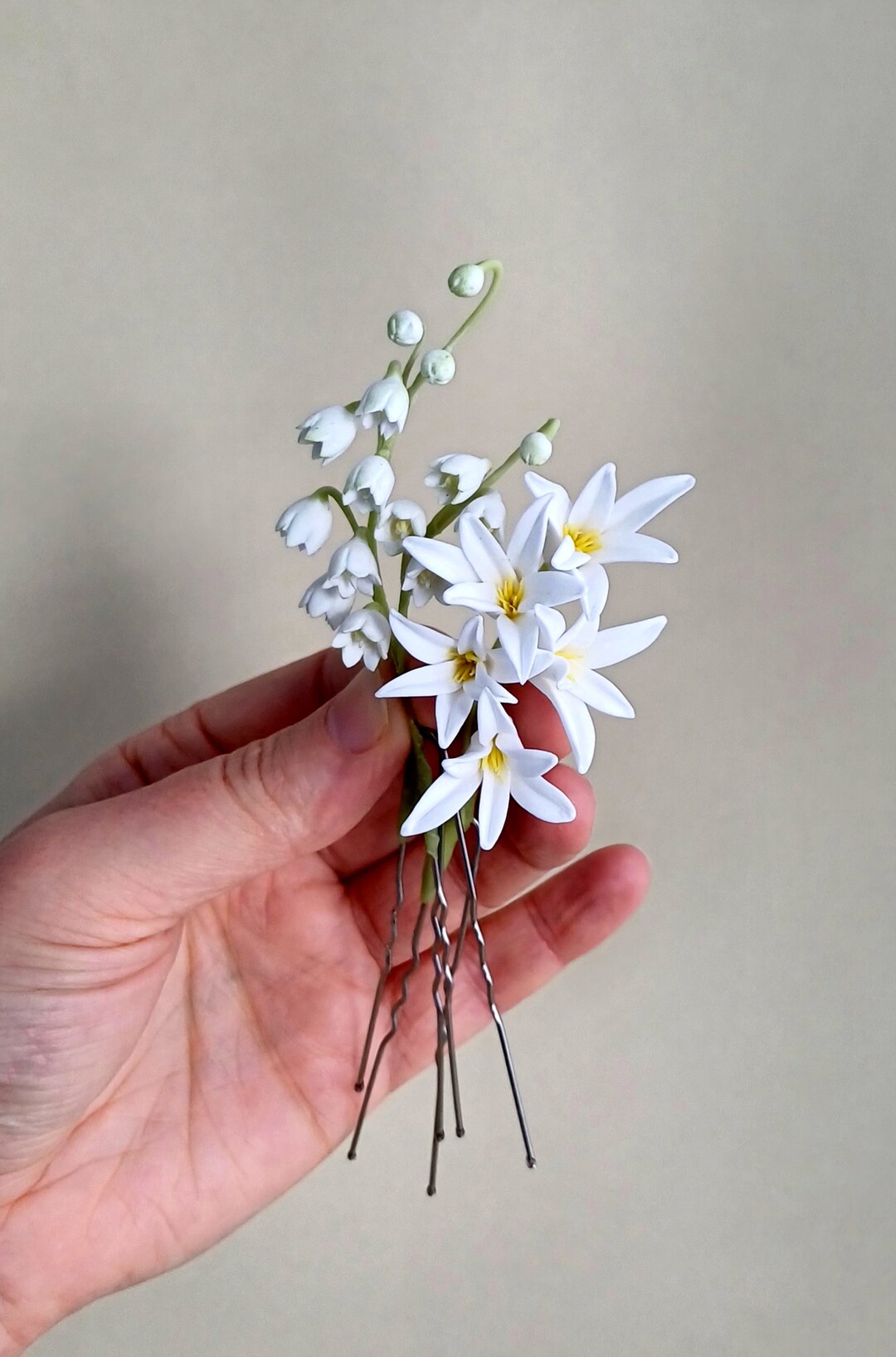 Lily of the Valley Hair Pin, Hyacinth Hair Pin, White Flowers Bridal ...