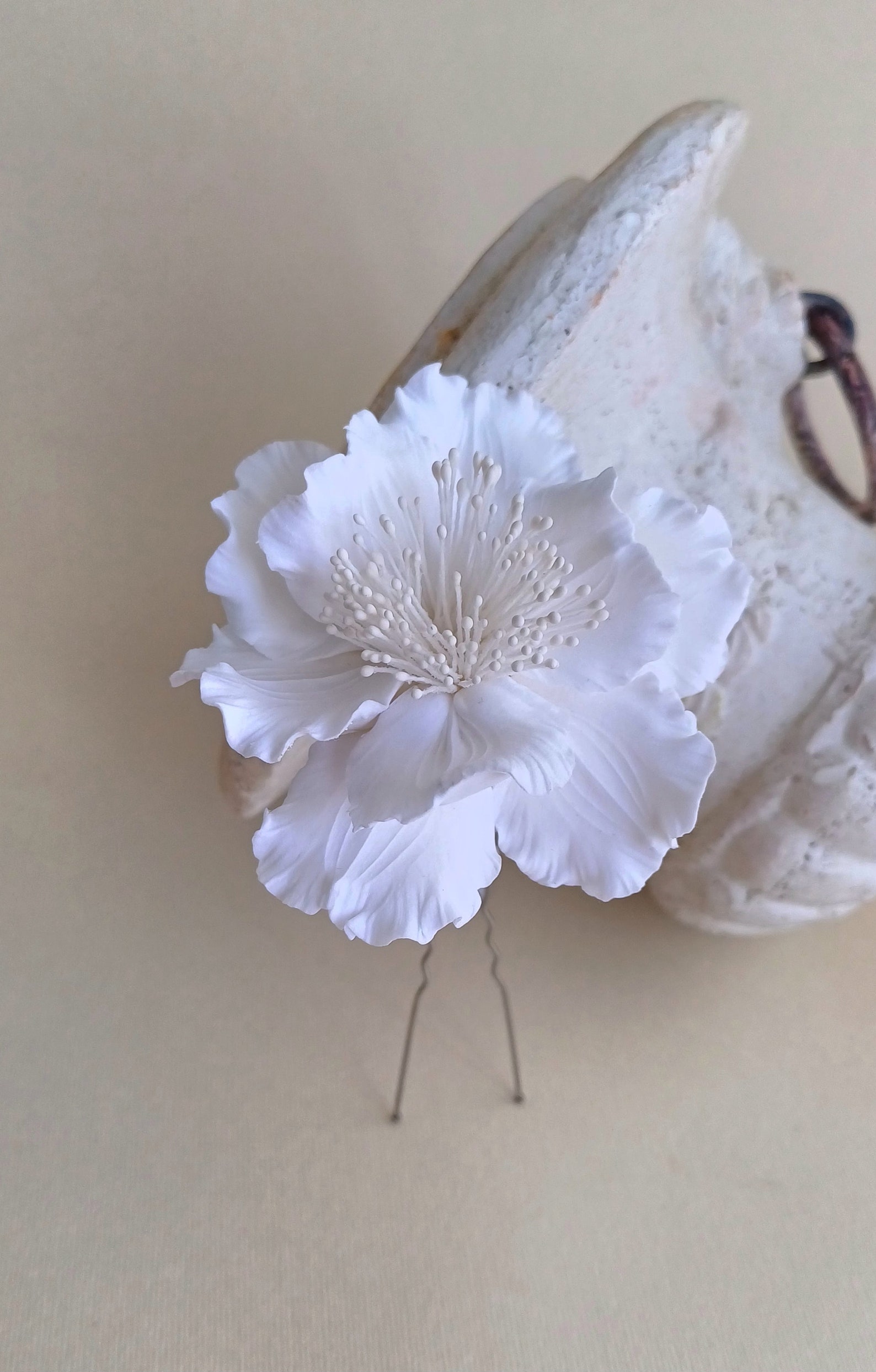 Ivory Cream White Flower Hair Pin, Ivory Bridal Hair Flower, Ivory ...