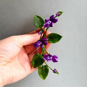 Violet Flower Hairpiece Realistic Flowers Wild Violets Clay Flowers ...
