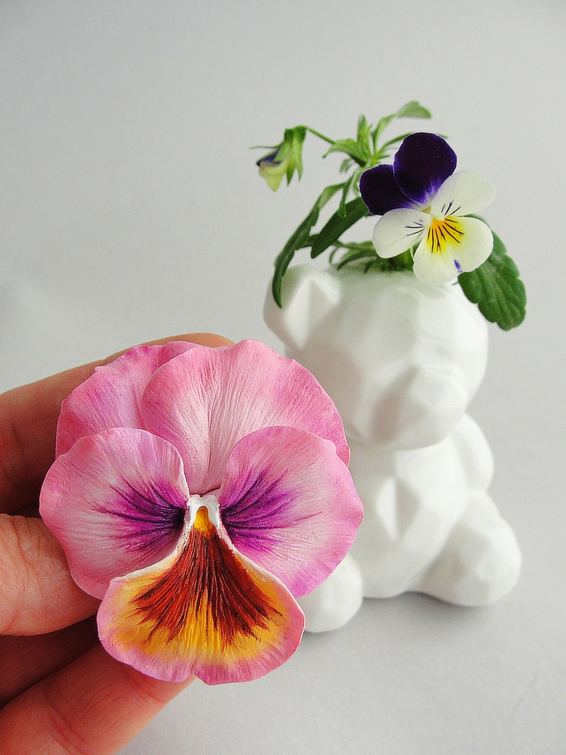 Pink Violet Pansy Hair Flower Pin Brooch, Pansy Viola Hairpin, Pansy ...