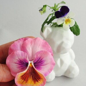 Pink Violet Pansy Hair Flower Pin Brooch, Pansy Viola Hairpin, Pansy ...