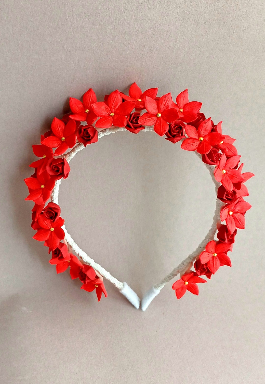 Red Rose Bridal Tiara, Red Gold Flowers Tiara, Red Bridal Tiara, Red ...