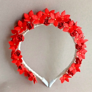 Red Rose Bridal Tiara, Red Gold Flowers Tiara, Red Bridal Tiara, Red ...