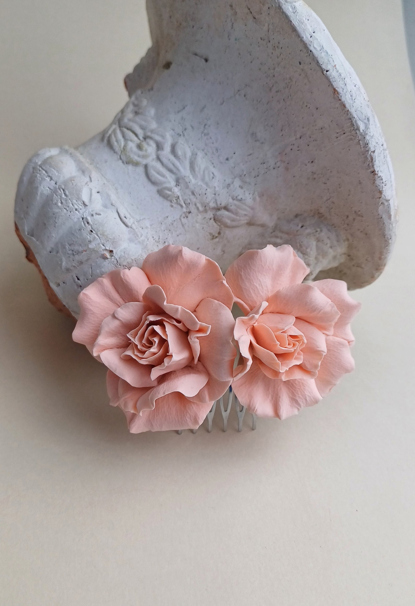 Peach Roses Hairpiece, Peach Roses Decorative Comb, Peach Roses Bridal ...