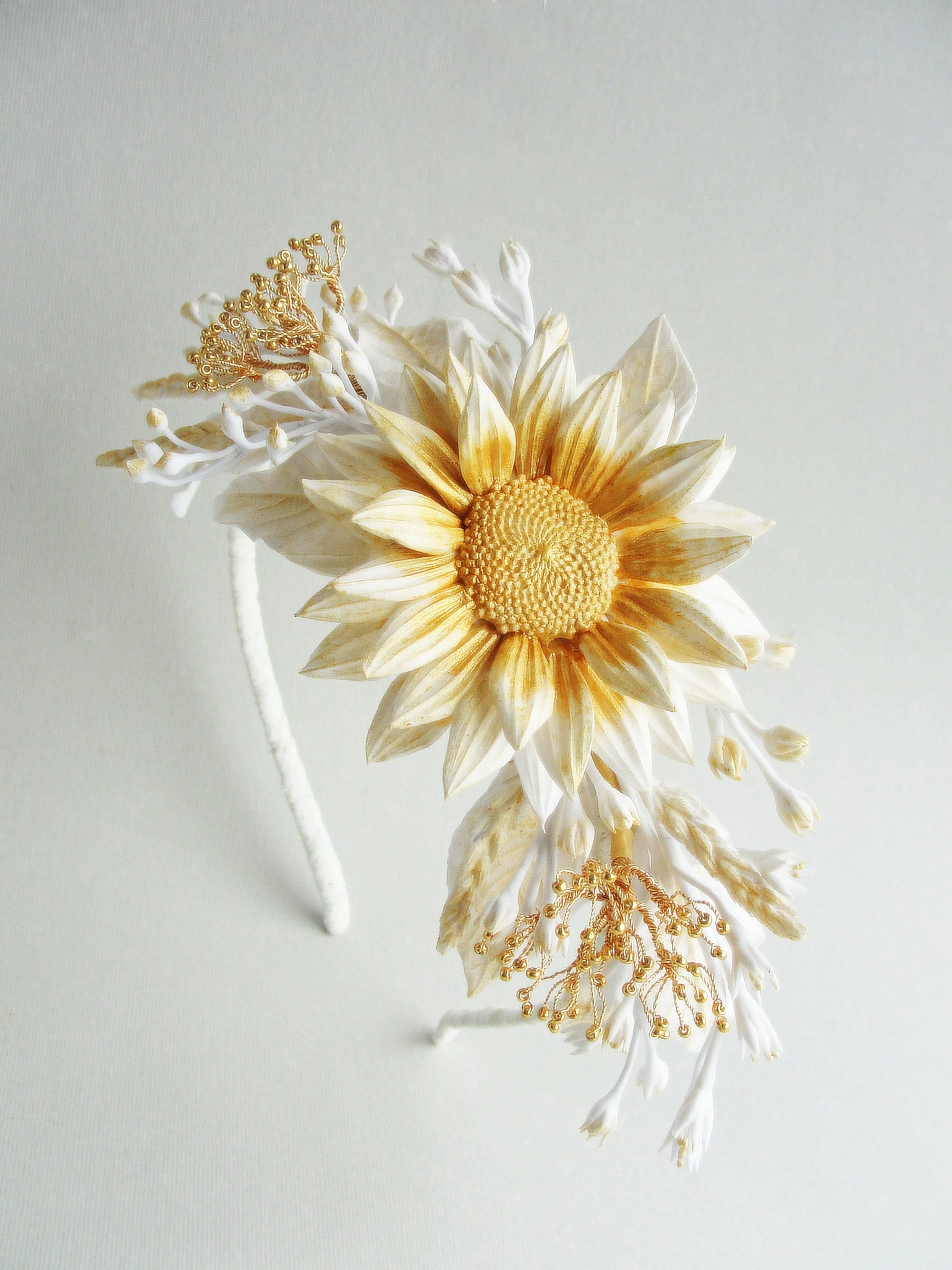 Ivory Gold Garden Flower Vine, Gold Bohemian Bride, Ivory Gold Woodland ...