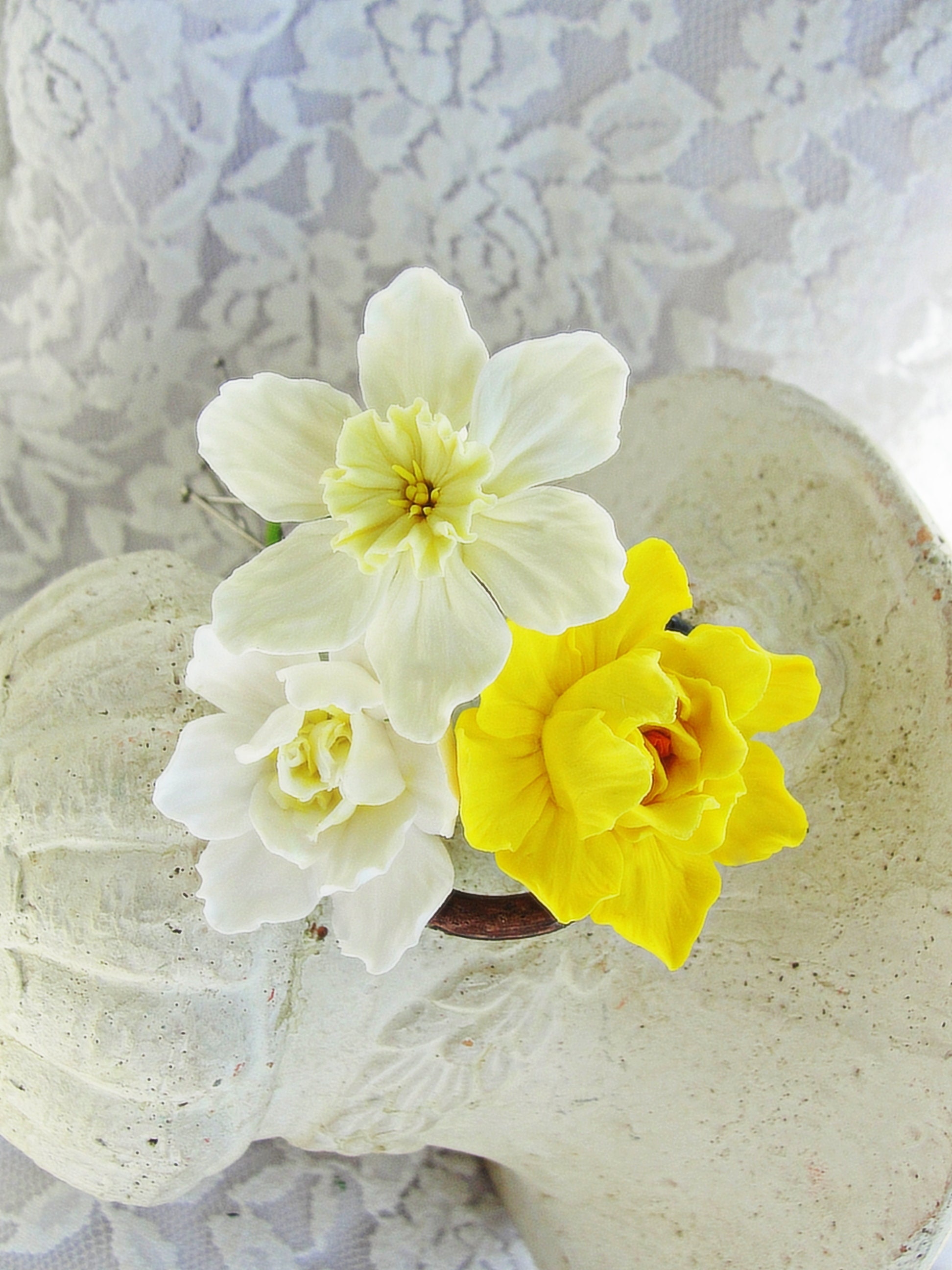 Daffodil Hair Clip, Ivory Yellow Spring Flower Hair Clip, Spring Hair ...