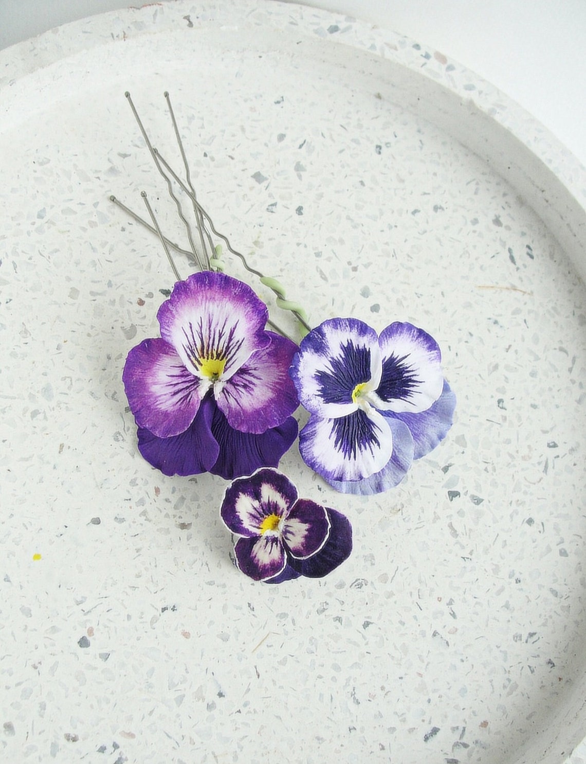 Purple Violet Pansy Viola Hair Pins Set3, Pansy Viola Hair Pin, Pansy ...