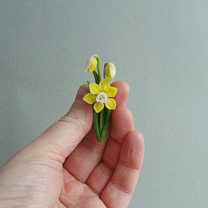 Daffodil Brooch, Daffodils Pin, Yellow Flowers Brooch, Easter Gift Idea ...