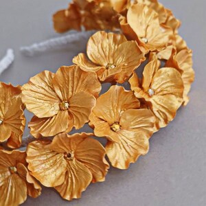 Gold Flowers Bridal Hair Crown, Golden Wedding Hair Crown, Bridal Gold ...