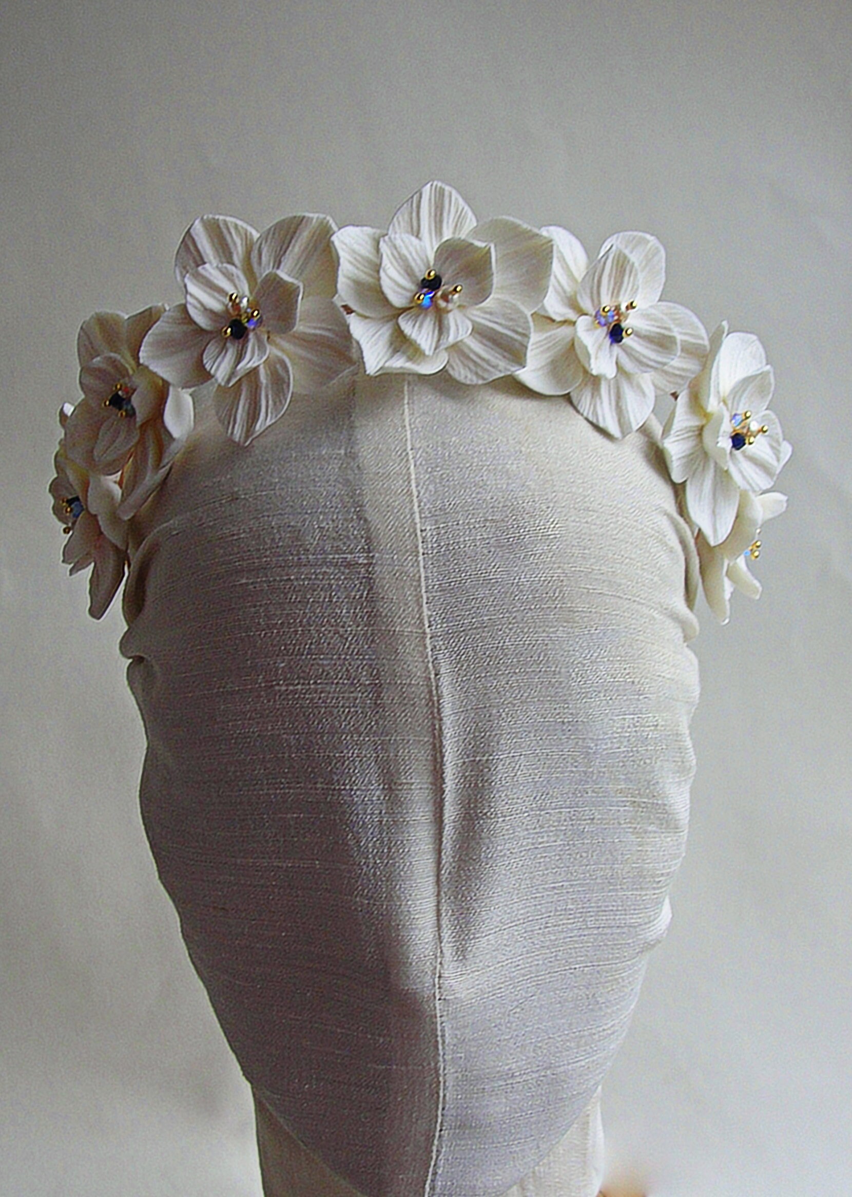 Ivory Gold Blue Flowers Wedding Tiara Ivory Gold Blue Bridal | Etsy