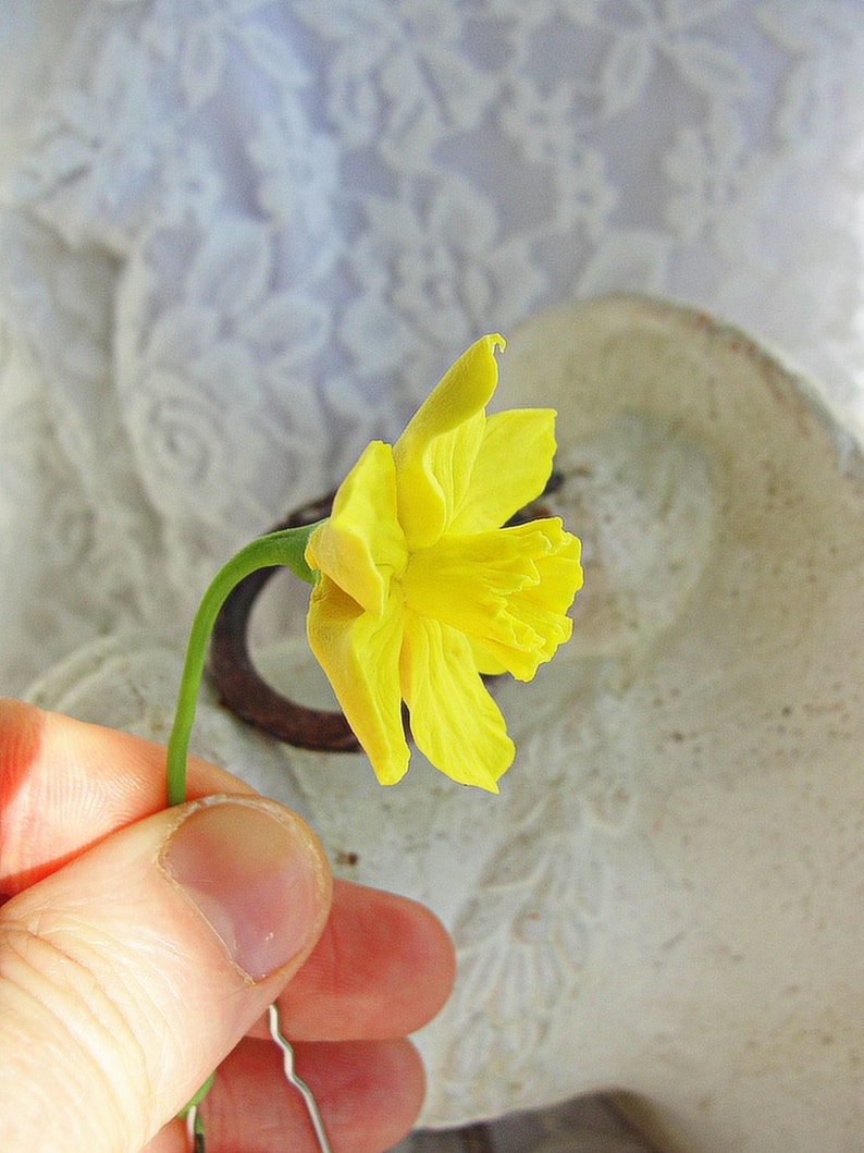 Spring Daffodil Daffodil Hair Clip Set Spring Hair Clips St - Etsy