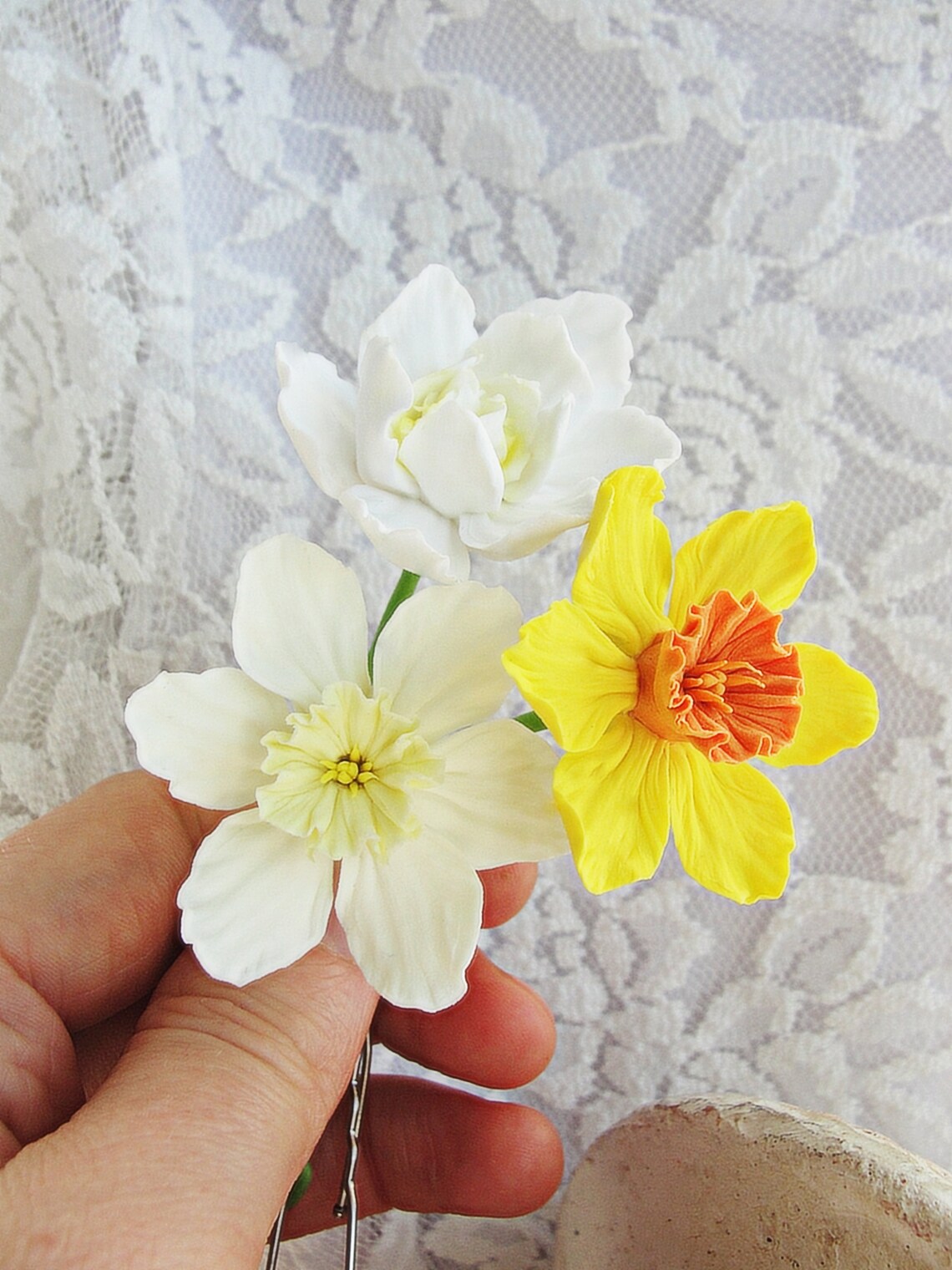 Spring Daffodil, Daffodil Hair Clip Set, Spring Hair Clips, St David’s ...