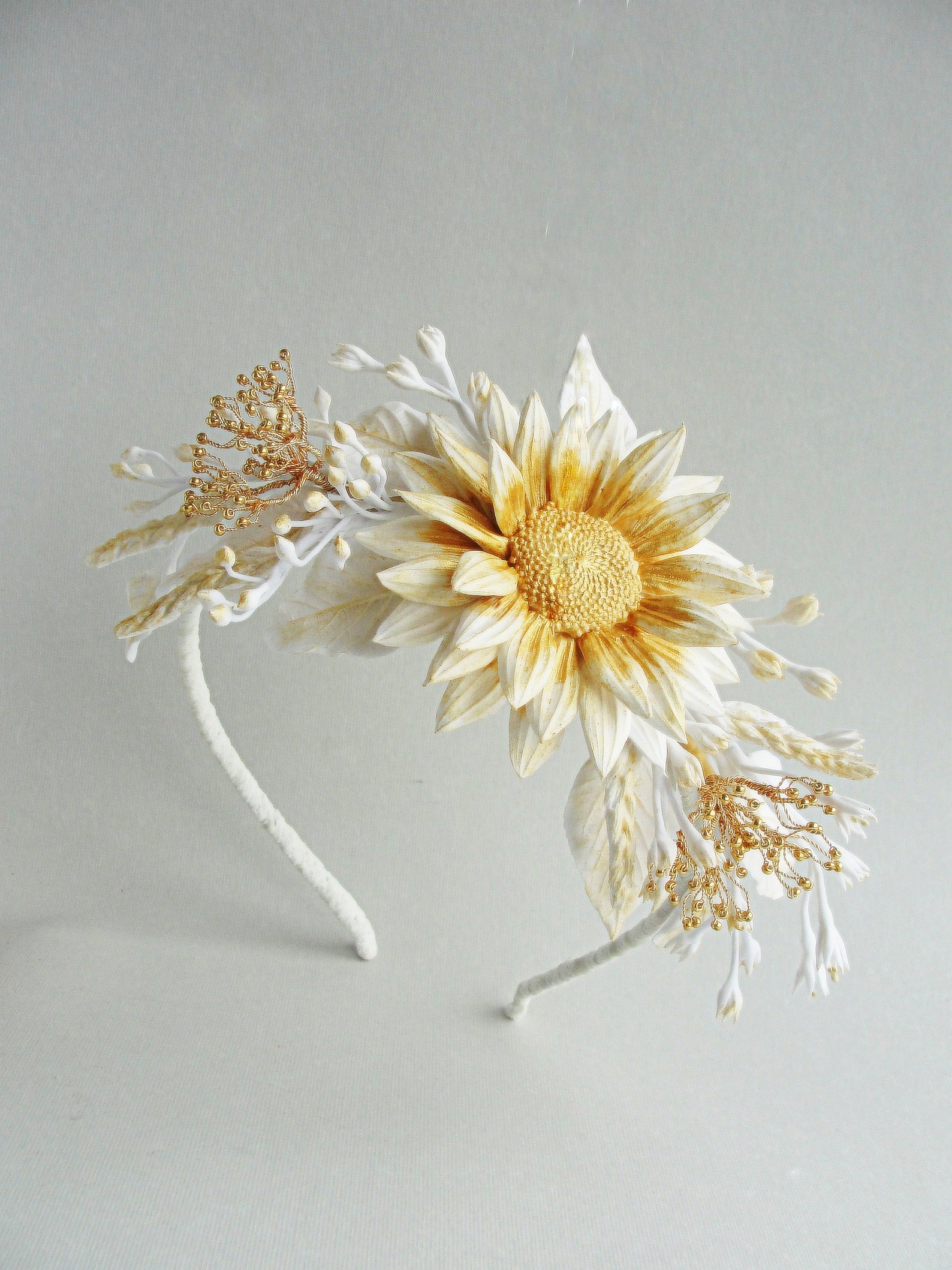 Ivory Gold Garden Flower Vine, Gold Bohemian Bride, Ivory Gold Woodland ...