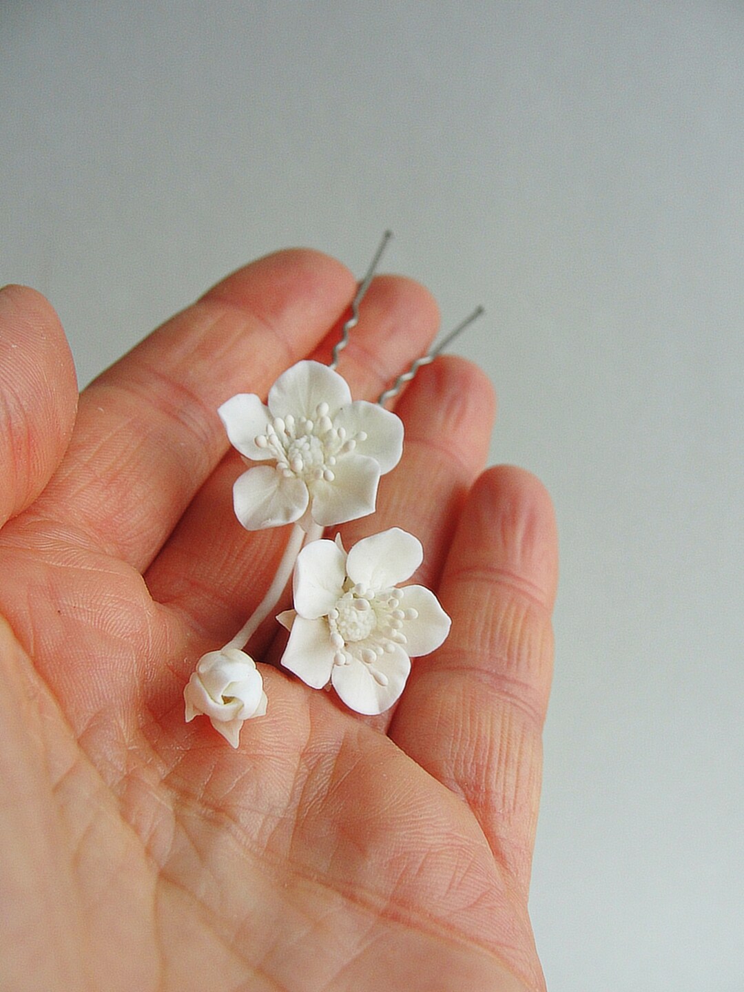 Strawberry Flower Hair Pin, Ivory Flower Hair Pin, Bridal Ivory Hair ...