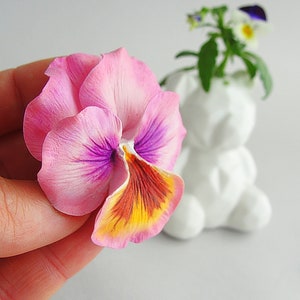 Pink Violet Pansy Hair Flower Pin Brooch, Pansy Viola Hairpin, Pansy ...