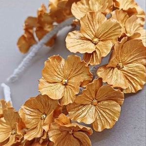 Gold Flowers Bridal Hair Crown, Golden Wedding Hair Crown, Bridal Gold ...