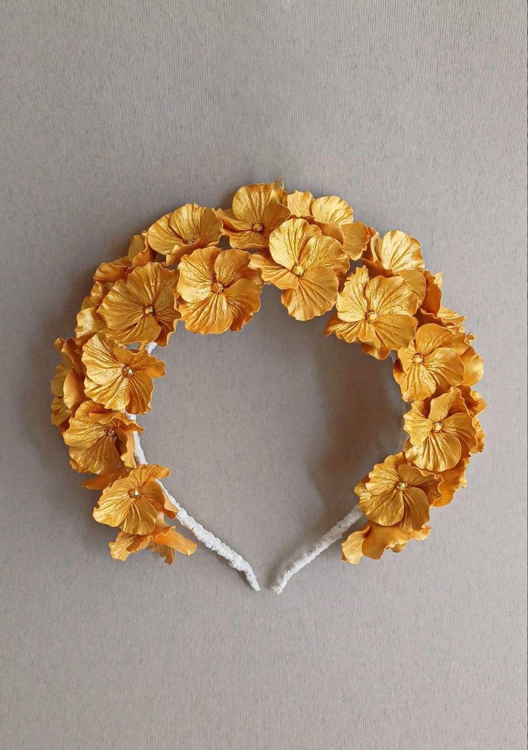 Gold Flowers Bridal Hair Crown, Golden Wedding Hair Crown, Bridal Gold ...