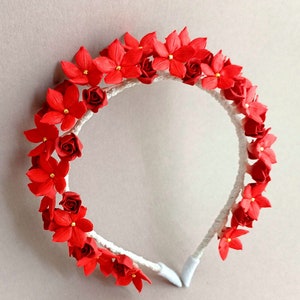 Red Rose Bridal Tiara, Red Gold Flowers Tiara, Red Bridal Tiara, Red ...