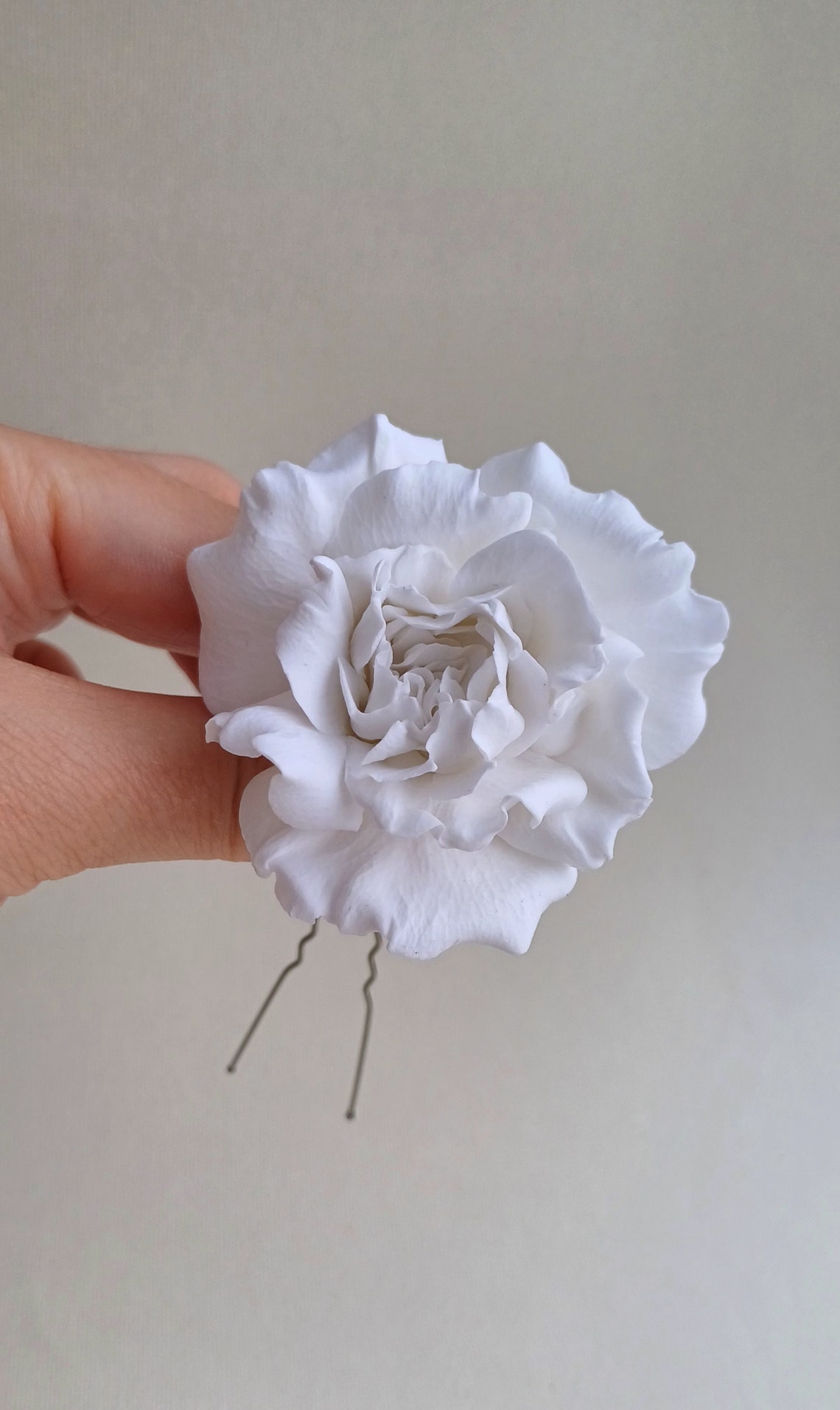 White Ivory Rose Hair Pin, Bridal Rose Hair Barrette, Rose for Bridal ...