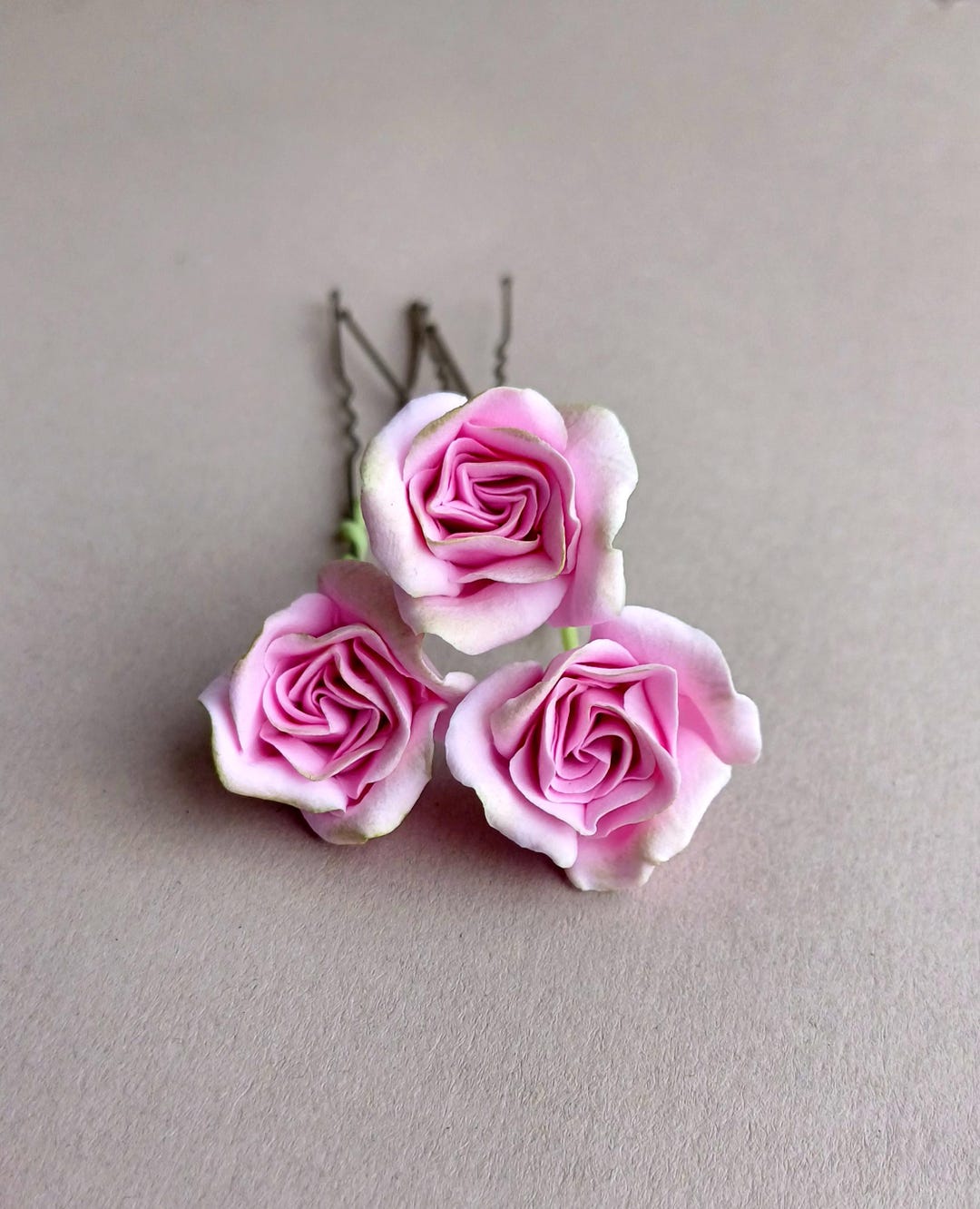 Pink Roses Hair Pin Set 3, Pink Flowers Hair Barrette, Pink Flowers ...