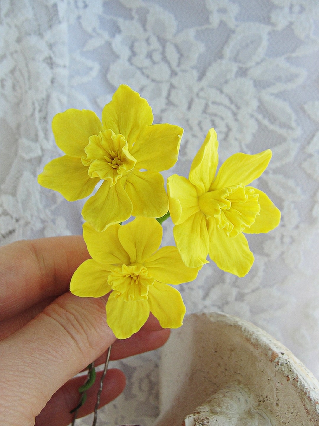 Spring Daffodil, Daffodil Hair Clip Set, Spring Hair Clips, St David’s ...