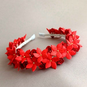 Red Rose Bridal Tiara, Red Gold Flowers Tiara, Red Bridal Tiara, Red ...