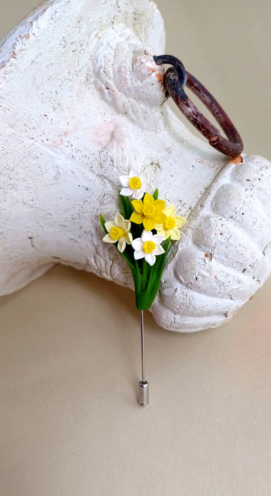 Daffodil Brooch, Daffodils Pin, Yellow Flowers Brooch, Easter Gift Idea ...