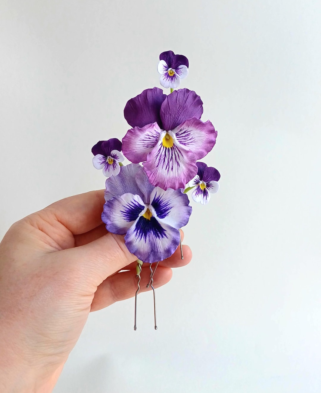 Purple Violet Pansy Viola Hair Pins Set5, Pansy Viola Hair Pin, Pansy ...