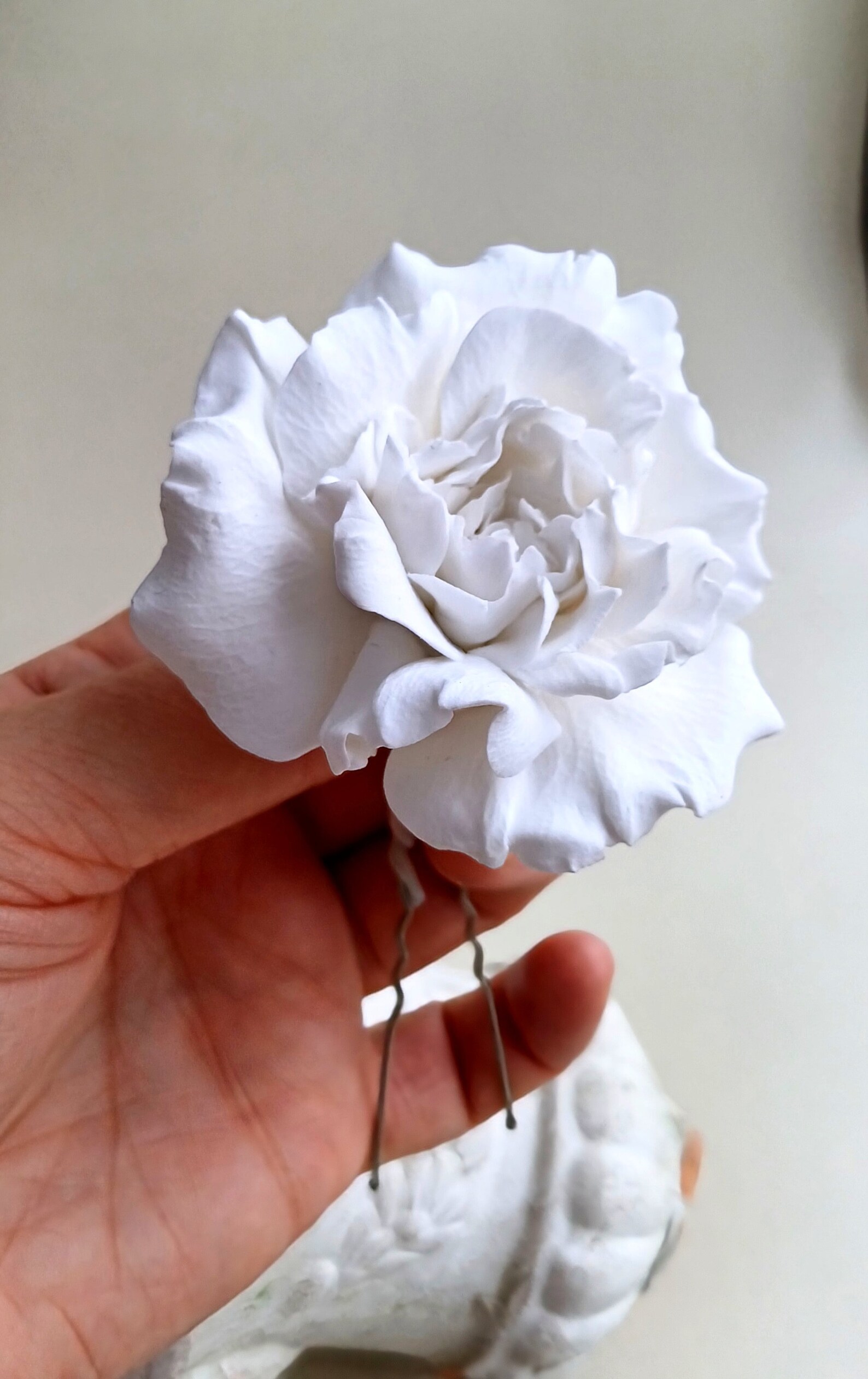White Ivory Rose Hair Pin, Bridal Rose Hair Barrette, Rose for Bridal ...