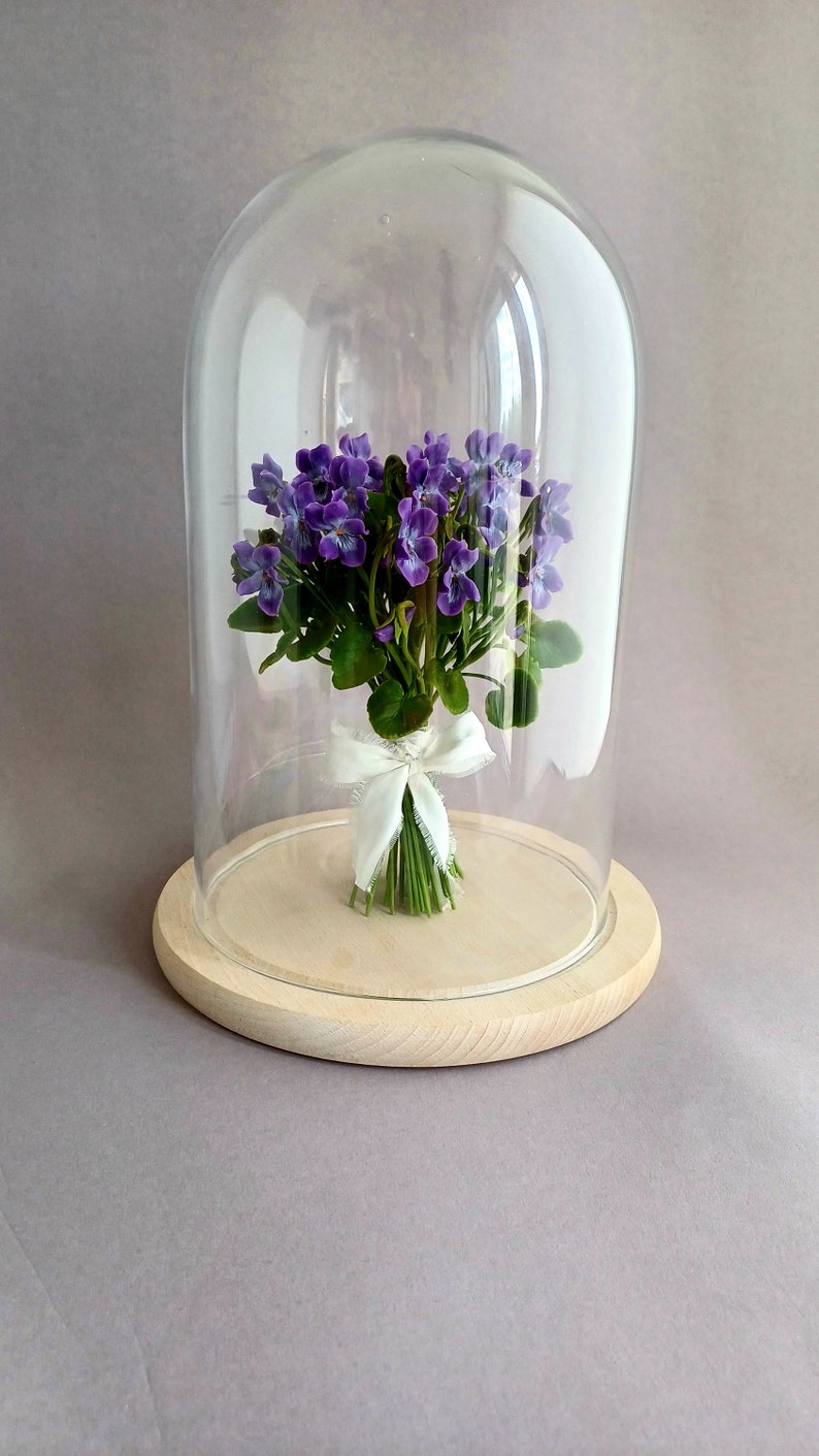 Wild Violets Bouquet in Glass Dome, Violets Flowers Bouquet, Artifical ...