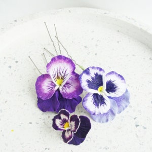 Purple Violet Pansy Viola Hair Pins Set3, Pansy Viola Hair Pin, Pansy ...