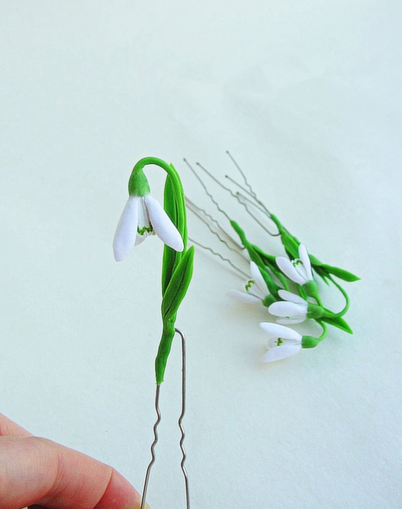 Snowdrops Hair Pins Snowdrops Hair Floral Snowdrops Spring | Etsy