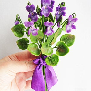 Violet Flower Artificial Plant Realistic Flowers Wild Violets Clay ...