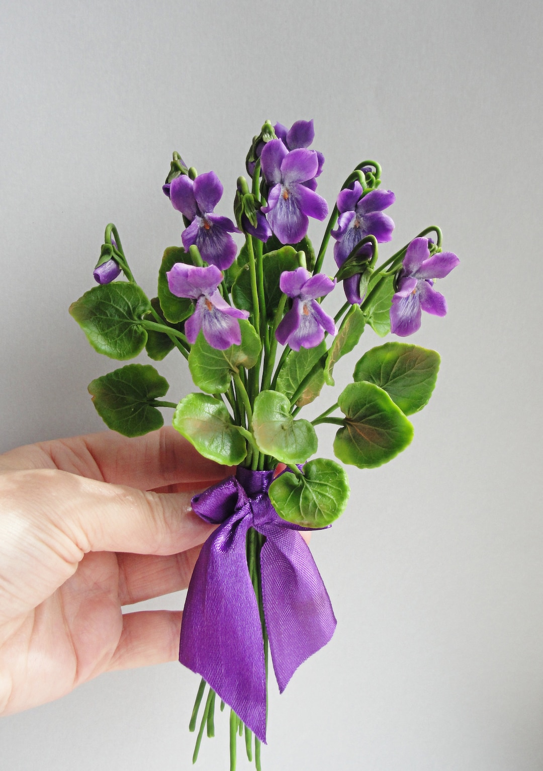Violet Flower Artificial Plant Realistic Flowers Wild Violets Clay Flowers Bouquet of Violets ...