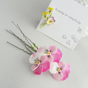 Pink Viola Pansy Hair Flower Set, Pansy Viola Hair Pin, Pansy Viola ...