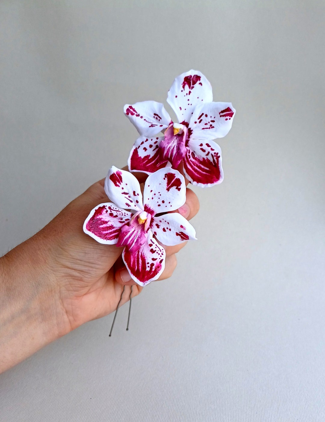 Pink White Orchid Bridal Hair Pin, Pink Orchid Bridal Hair Pin, Orchid ...