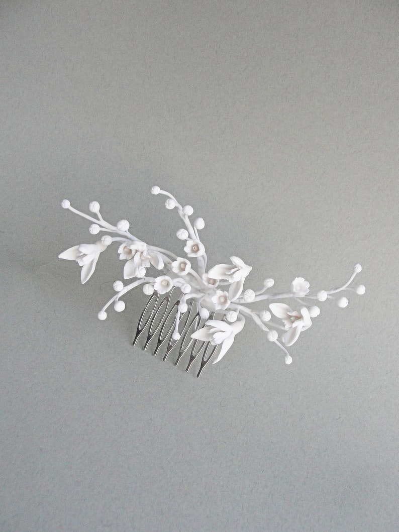 Ivory White Lily of the Valley Snowdrops Wedding Hair Comb, Ivory White ...