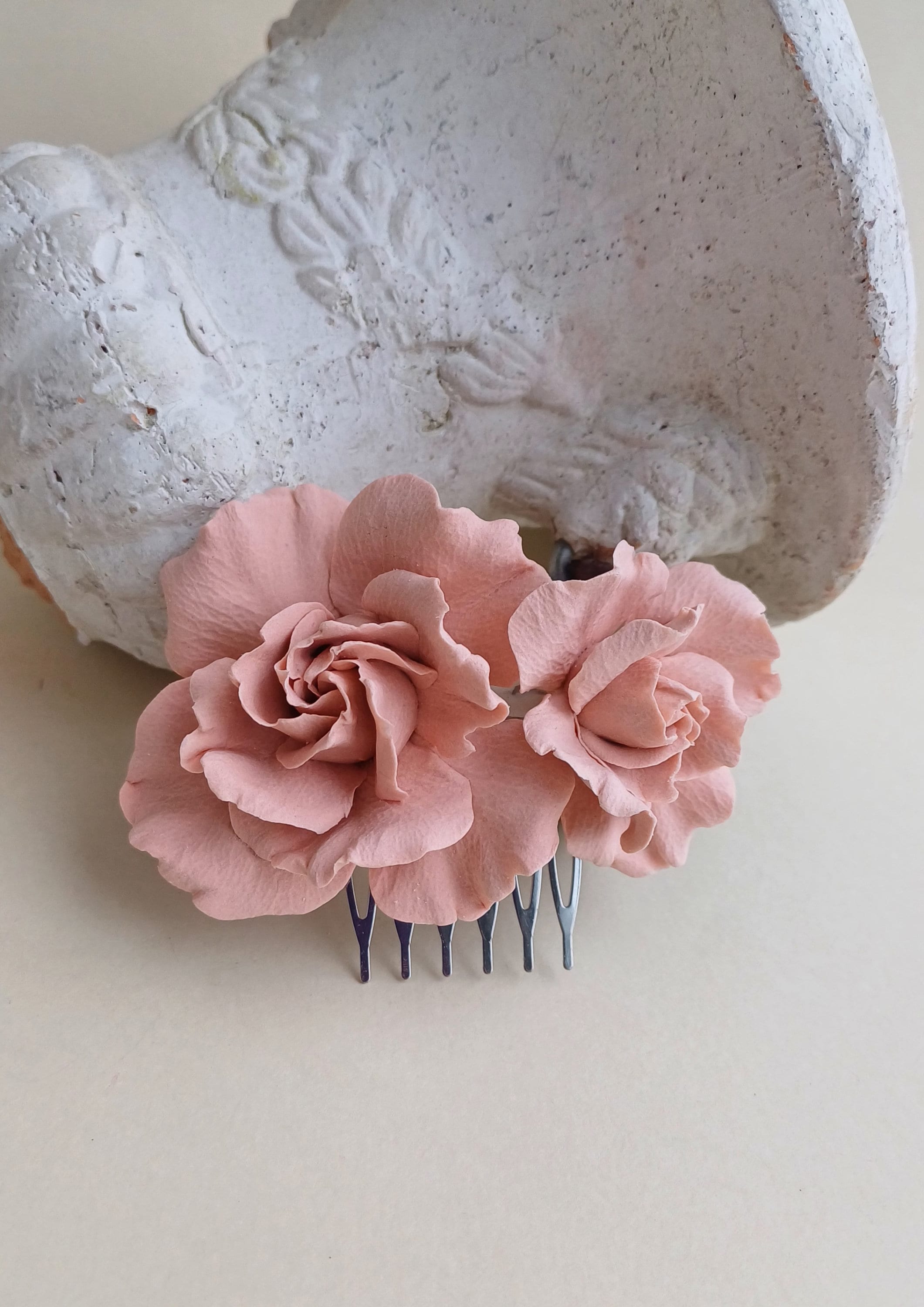 Brown Toffee Rose Headpiece, Brown Rose Decorative Comb, Brown Rose ...