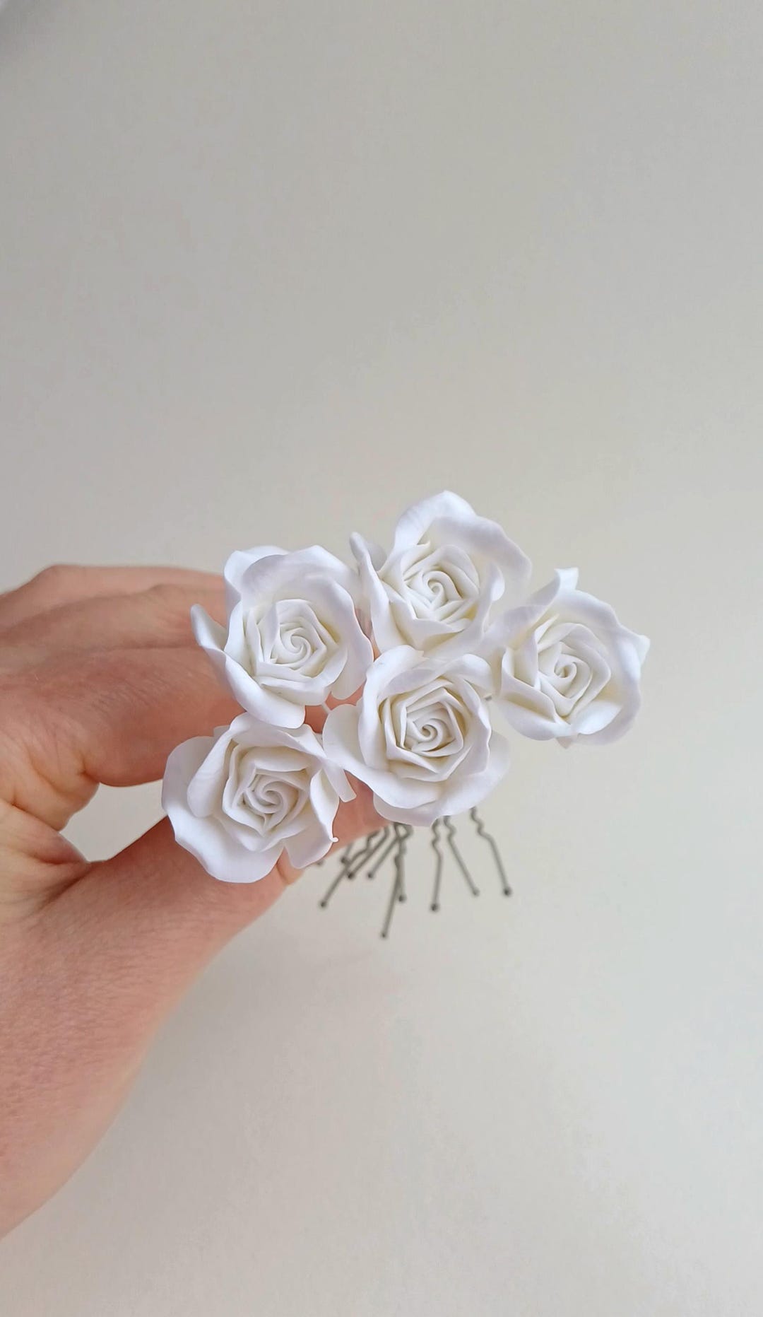 Ivory Roses Hair Pins Set5, Ivory Roses Hair Barrette, Ivory Flowers ...