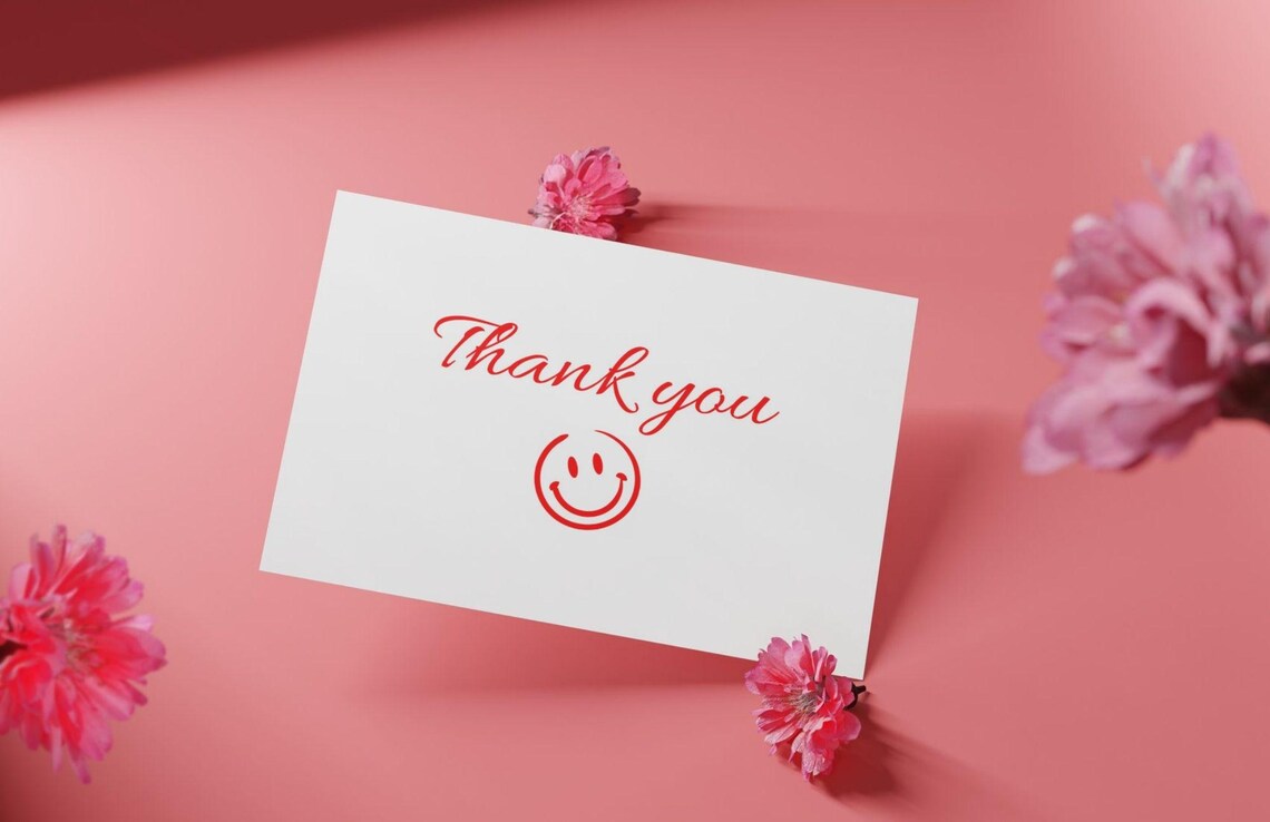 Instant Download - Thank You Card With Smiley Face - Etsy
