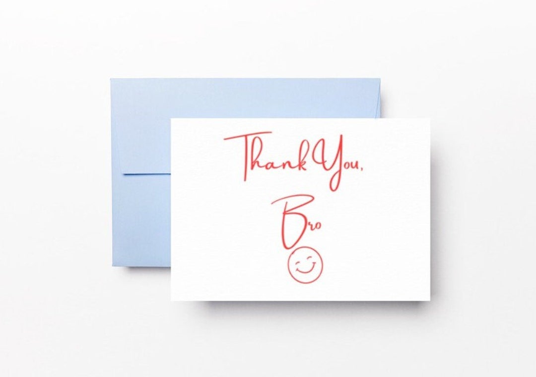 Instant Download - Thank You Bro Card With Smiley Face - Etsy